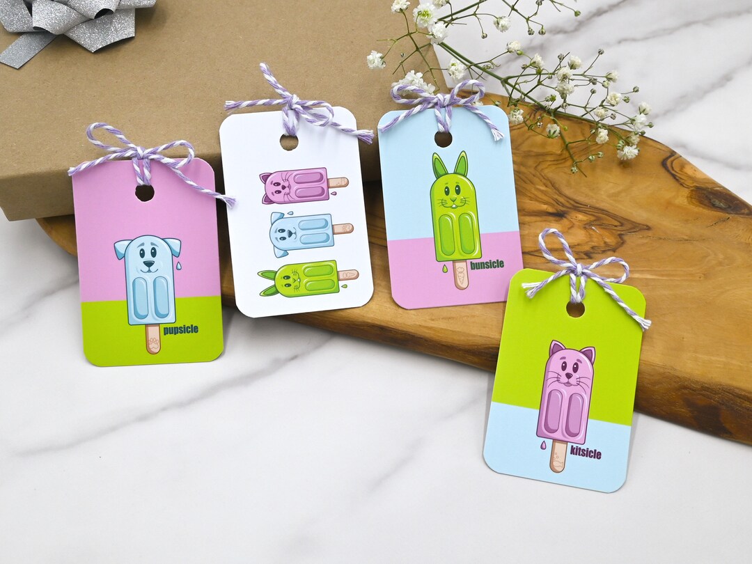 Pet Ice Pop Set of Gift Tags Happy Birthday Gift for Her Summer Fun ...