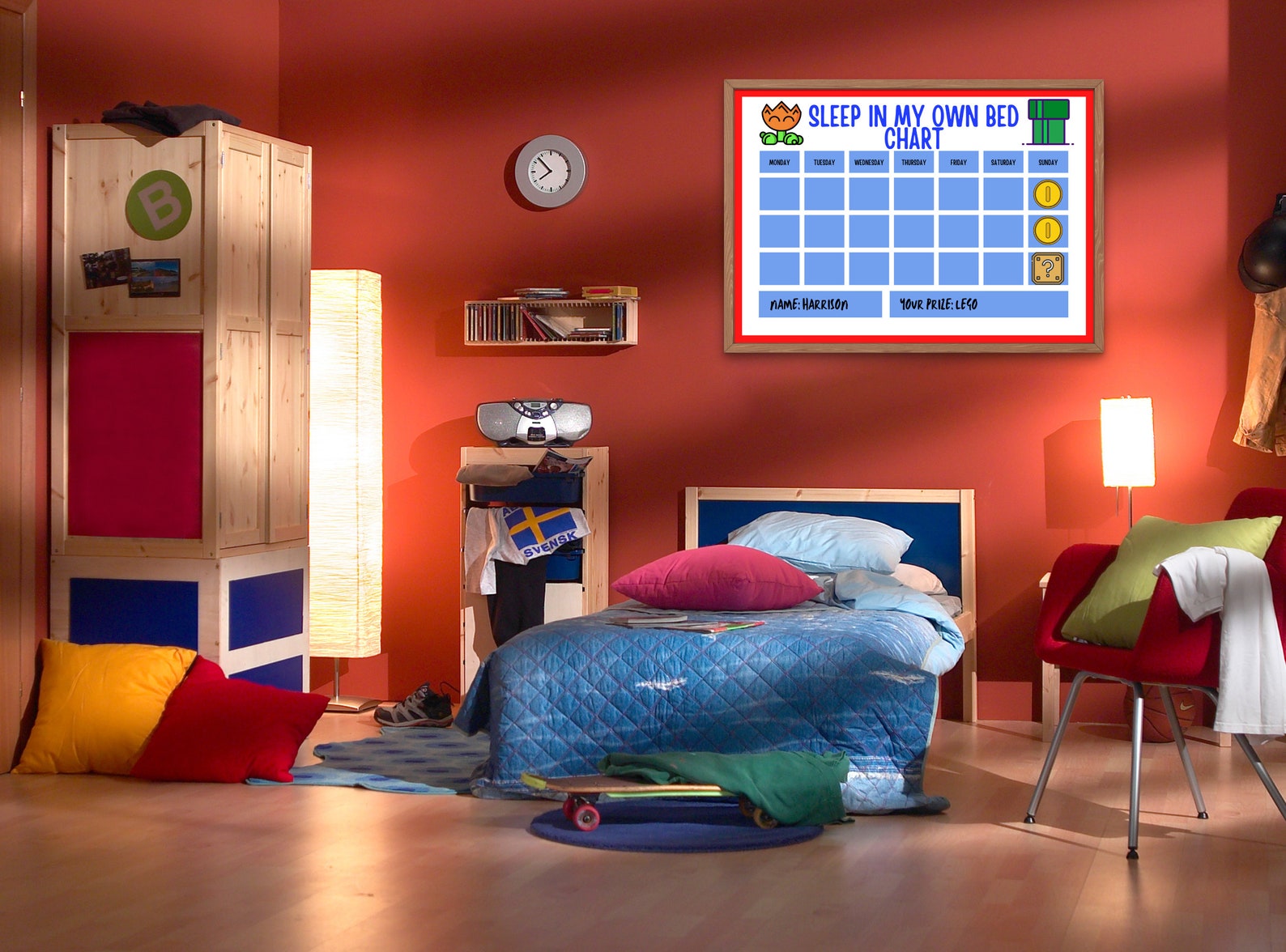 Stay in Bed Reward Chart - Super Mario Brothers Themed - Sleep Sticker ...