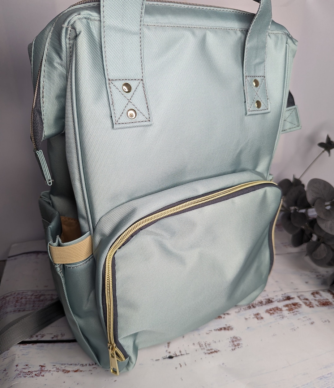 Menthol Green Diaper Change Backpack - Unisex Nappy Change Bag - Baby Change Backpack - Stylish ...