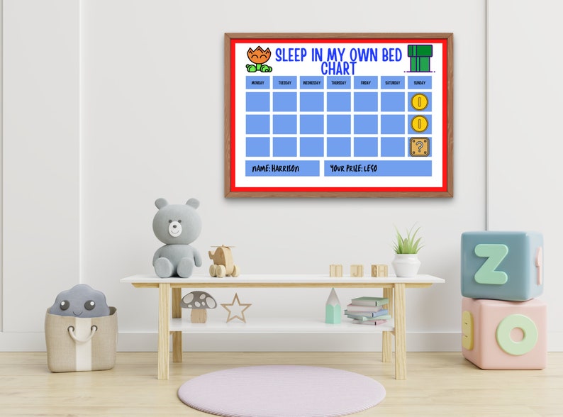 Stay in Bed Reward Chart - Super Mario Brothers Themed - Sleep Sticker ...
