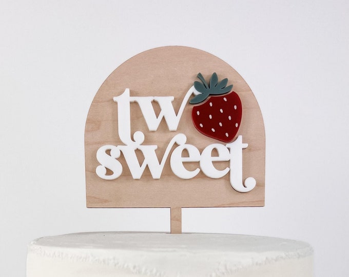 Strawberry Cake Topper, Two Sweet Birthday, Smash Cake Topper, 1st ...
