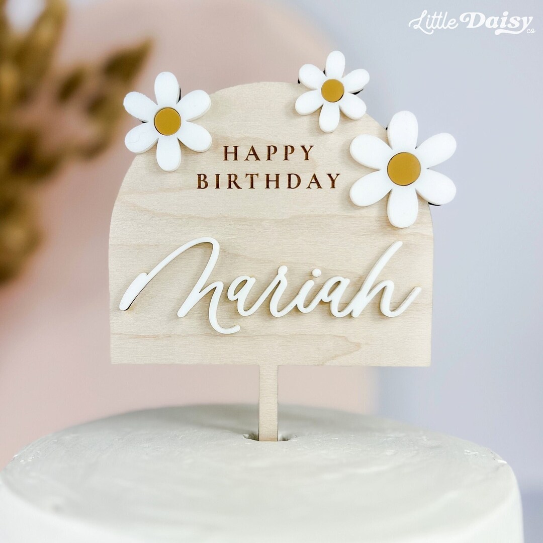 Arched Daisy Cake Topper, Daisy First Birthday, Smash Cake Topper ...