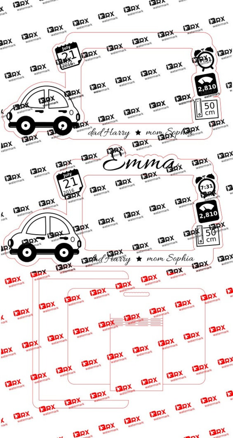 Photo Frame With Car newborn, Kids Metric Svg Dxf Pdf Cdr Eps, Laser ...