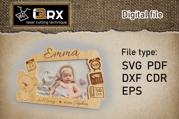 Photo Frame With Teddy Bear newborn Kids Metric Svg Dxf - Etsy