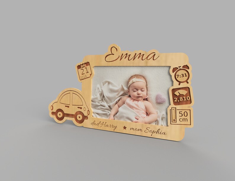 Photo Frame With Car newborn, Kids Metric Svg Dxf Pdf Cdr Eps, Laser ...