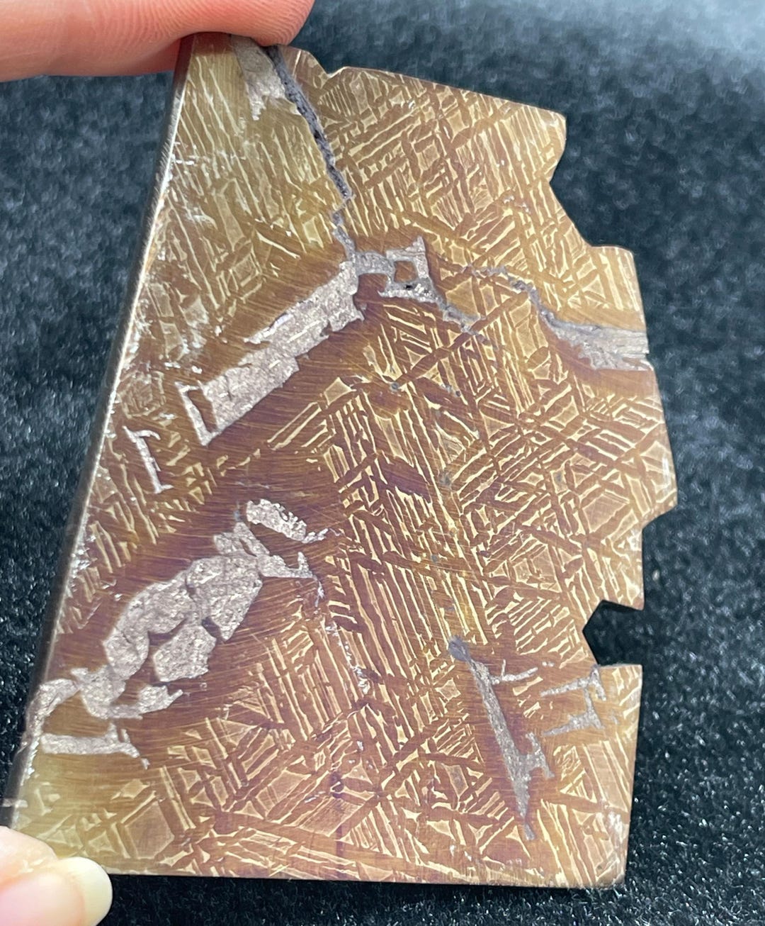 106.3g Muonionalusta Meteorite Slice, Roasted Blue Meteorite Specimen ...