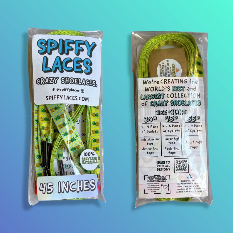 Pineapple Shoelaces | Flat Printed Shoelaces | 100% Recycled Materials ...