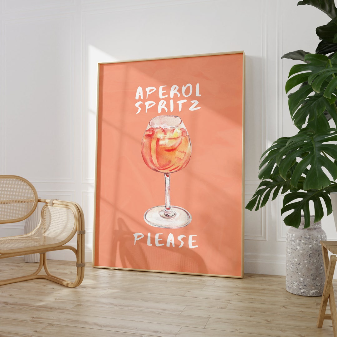Aperol Spritz Print | Bar Cart Art Print, Cocktail Print, Kitchen Wall ...