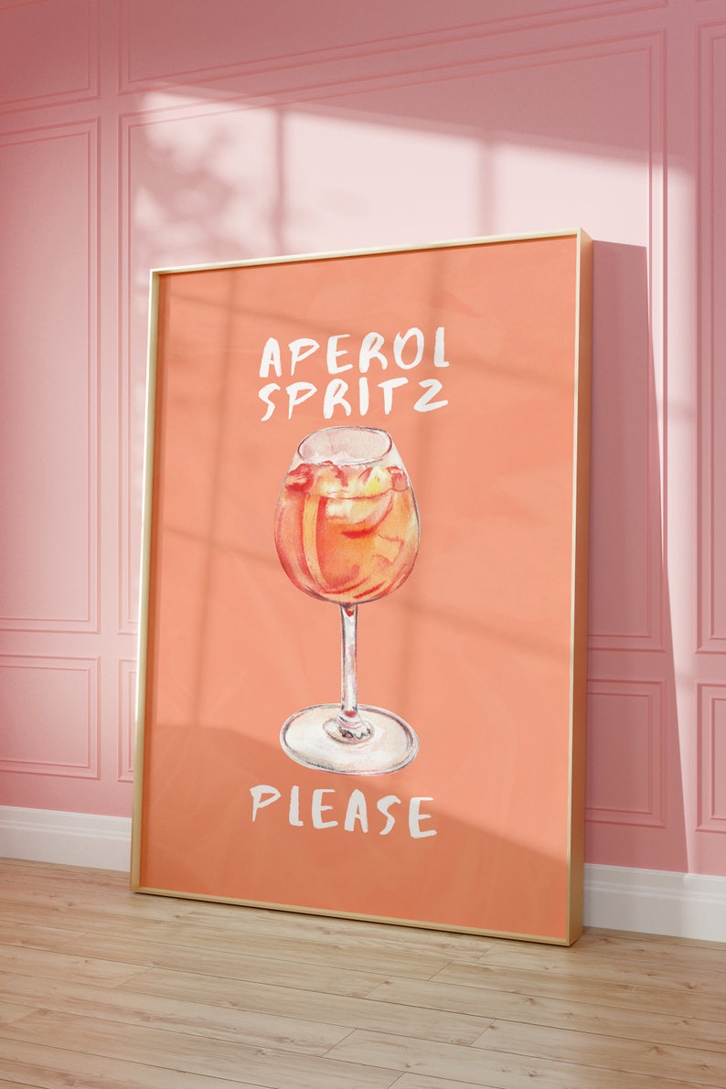 Aperol Spritz Print | Bar Cart Art Print, Cocktail Print, Kitchen Wall ...