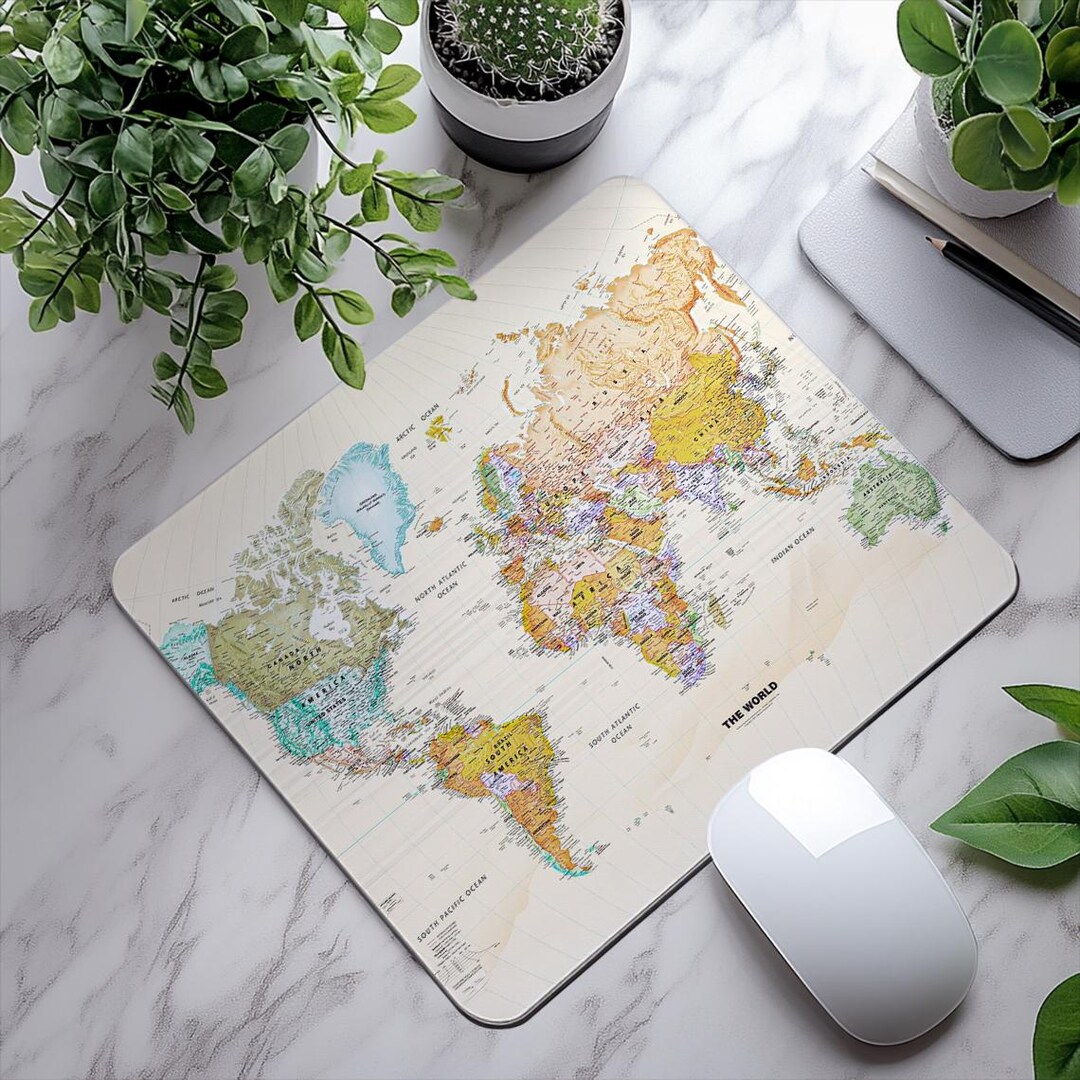 Custom World Map Mouse Pad, Laptop Mouse Pad, Rubber Mouse Pad, Office ...