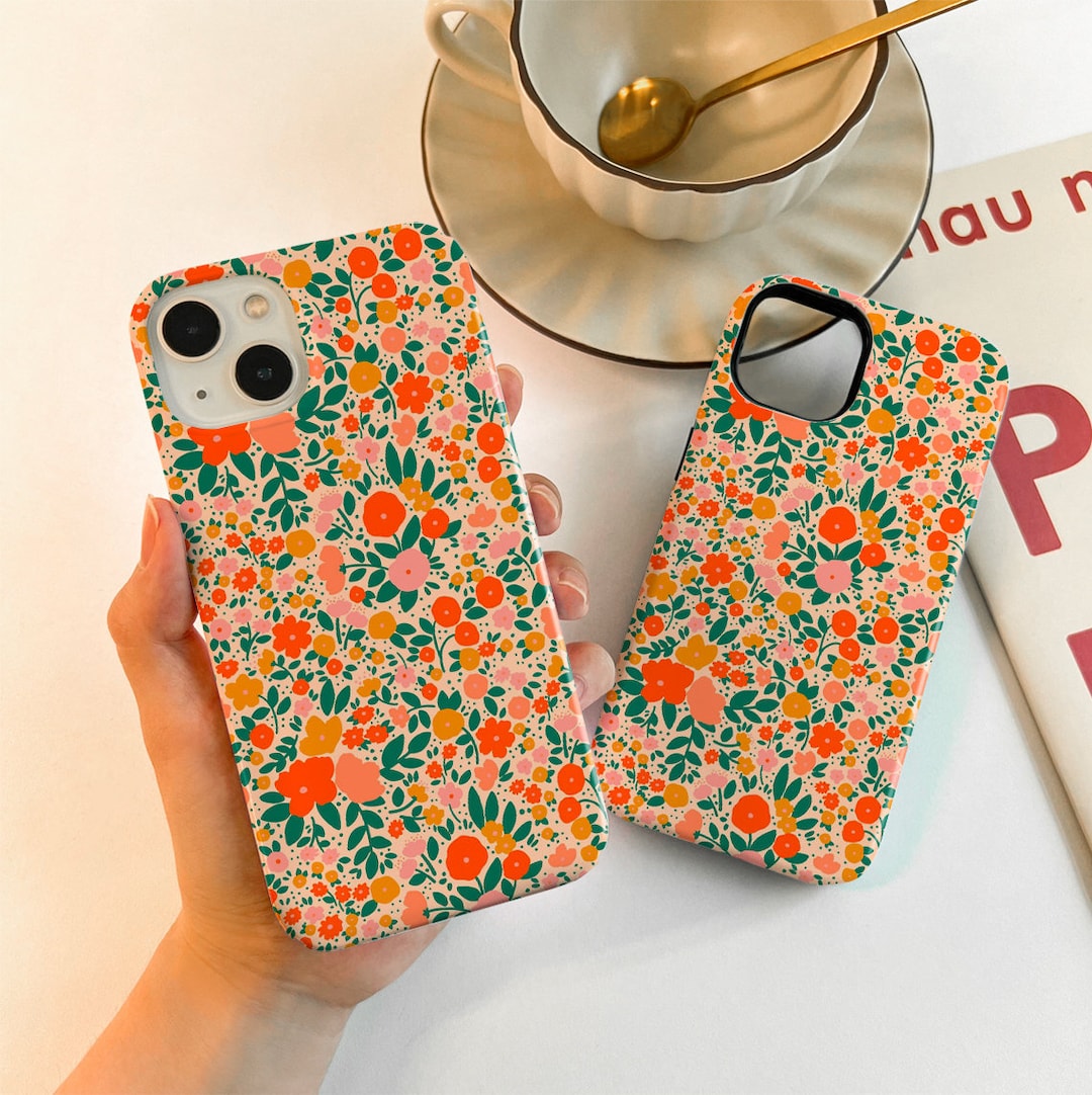 Orange Floral Phone 15/16/12/13 Mini Case iPhone 15 1411 Pro XR XS SE ...