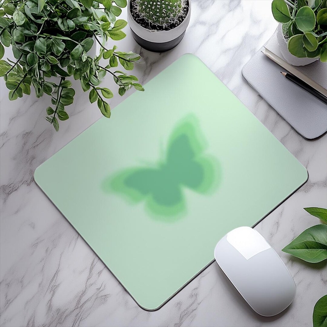 Green Gradient Butterfly Mouse Pad, Laptop Mouse Pad, Rubber Mouse Pad ...