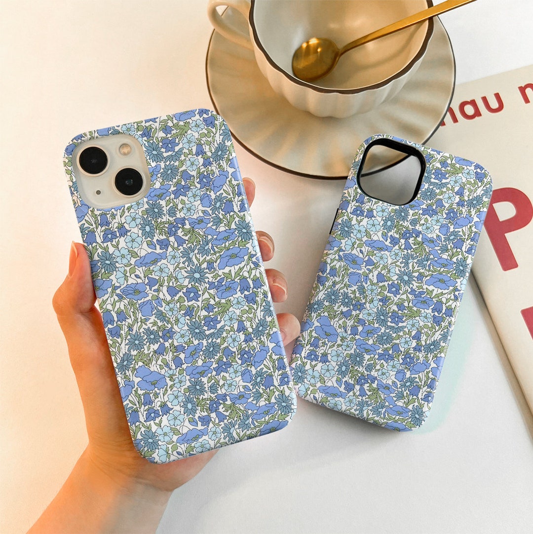 Blue Flower Phone 15/7/12/13 Mini Case Flower iPhone 14 13 12 11 Pro ...