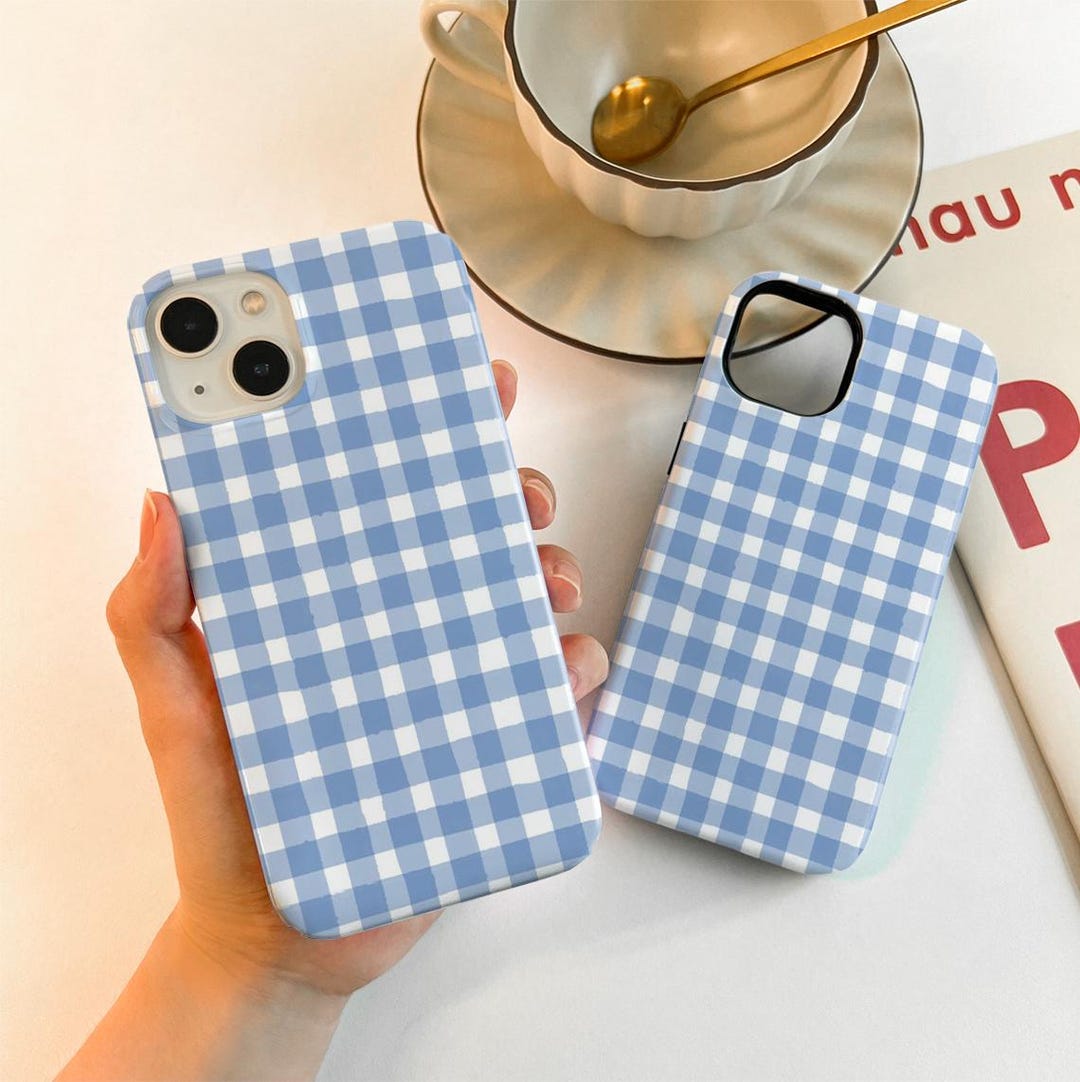 Navy Blue Plaid iPhone Case for Iphone16 15 13 12, Iphone14 13 12 Pro ...