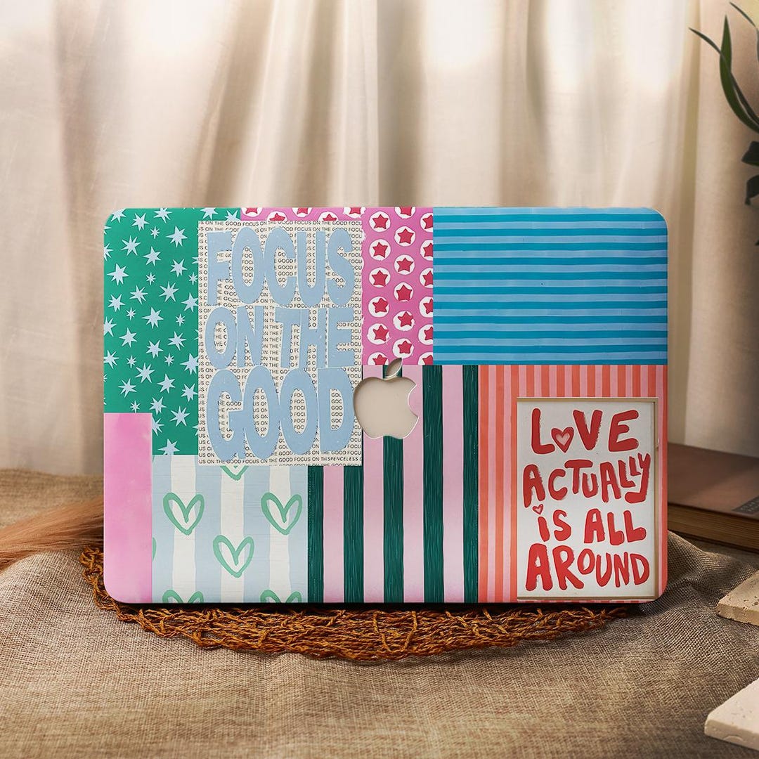 Striped Patchwork Hard Plastic MacBook Case: Apple Logo Cutout - Etsy
