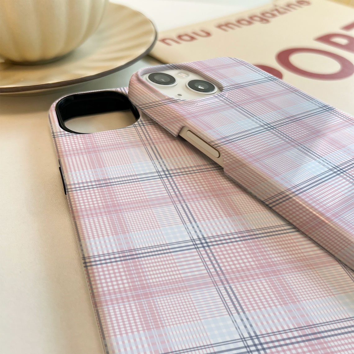 Cute Pink Plaid Pattern iPhone Case sold by Gofirst Company | SKU 42491387 | 40% OFF Printerval