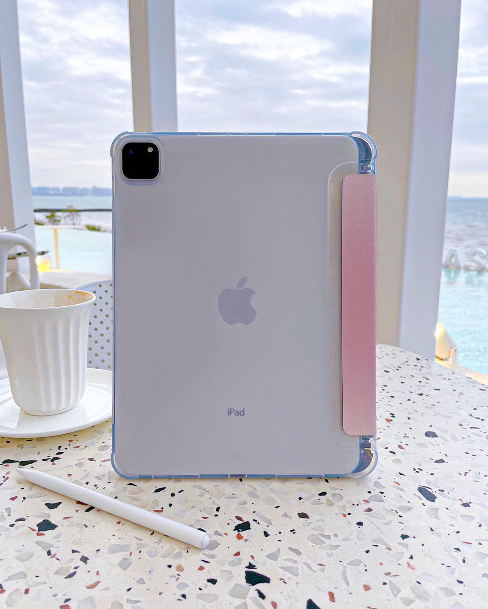Ombre Peach Pink Color iPad Case 7th Generation iPad Case With Pencil ...