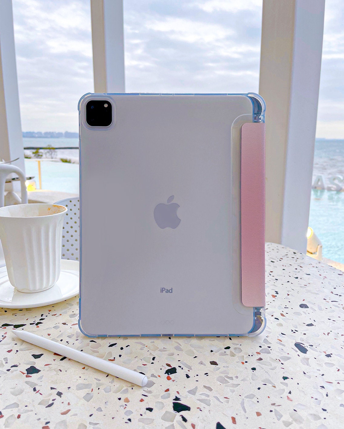 Ombre Peach Pink Color iPad Case 7th Generation iPad Case With Pencil ...