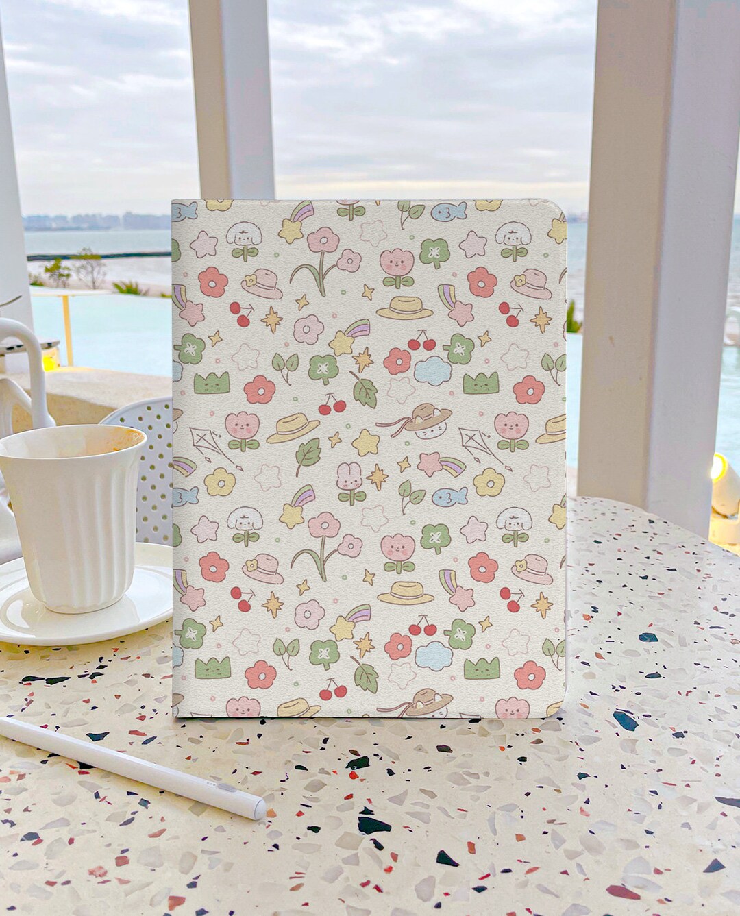 Cute Flower Cherry iPad Case 7th Gen iPad Case With Pencil Holder iPad ...