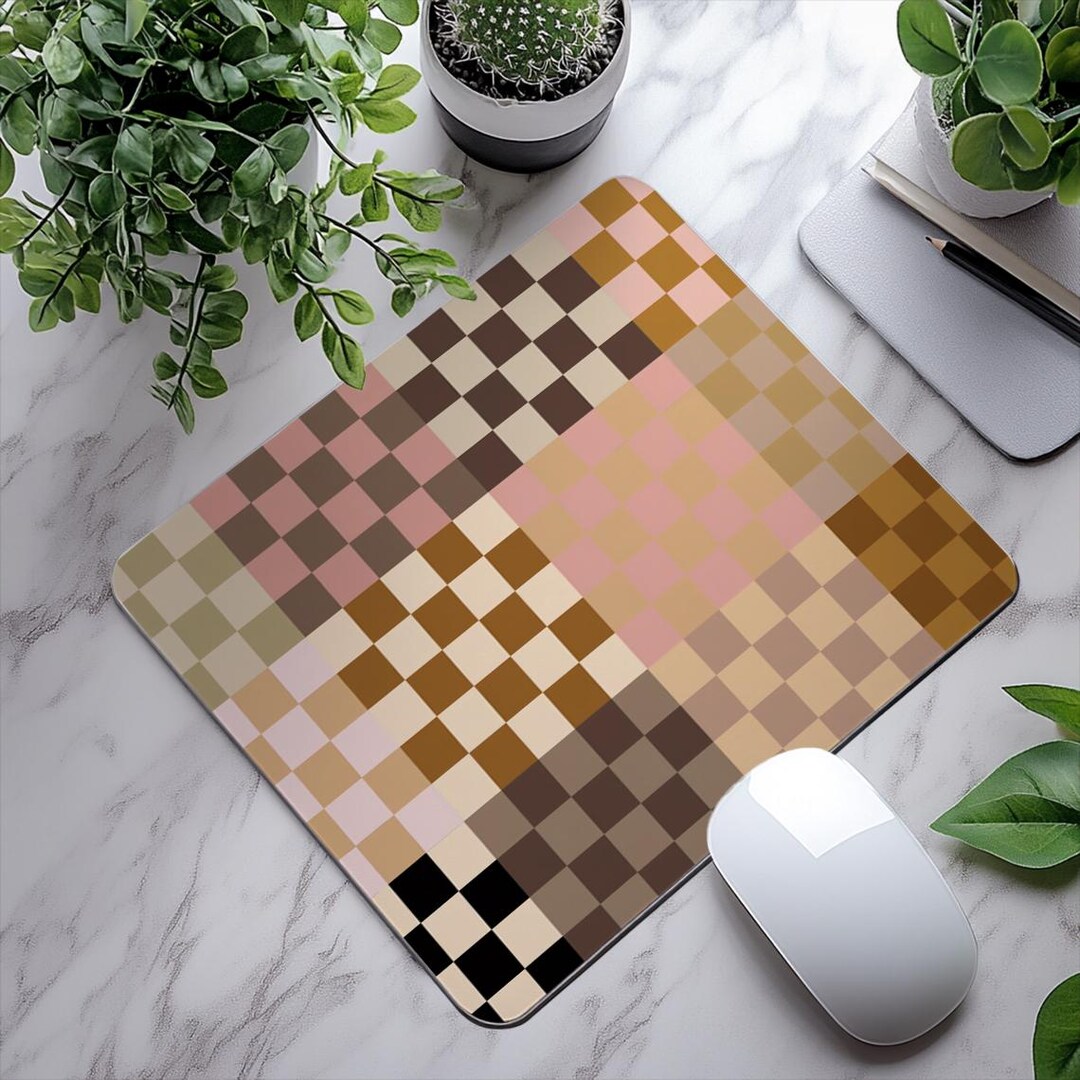 Custom Brown Plaid Mouse Pad, Laptop Mouse Pad, Rubber Mouse Pad ...