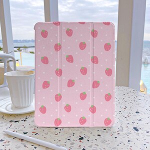 Pink Cute Little Strawberry iPad Case 7th Generation iPad Case With ...