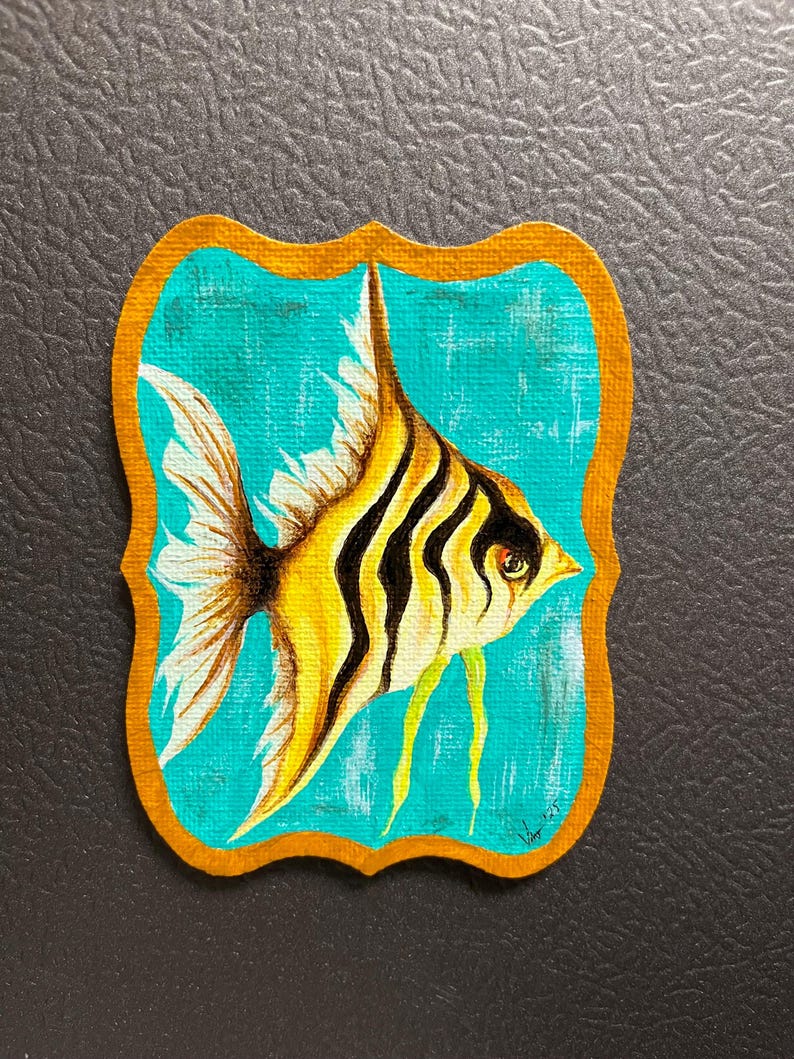 Hand-painted Art Magnet - “angelfish” - Etsy
