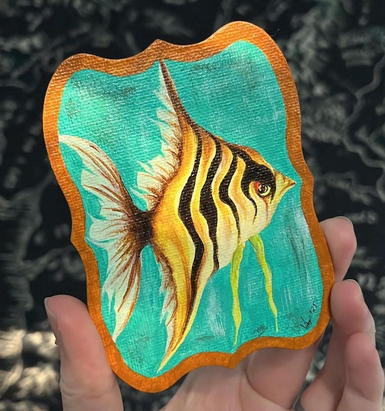 Hand-painted Art Magnet - “angelfish” - Etsy