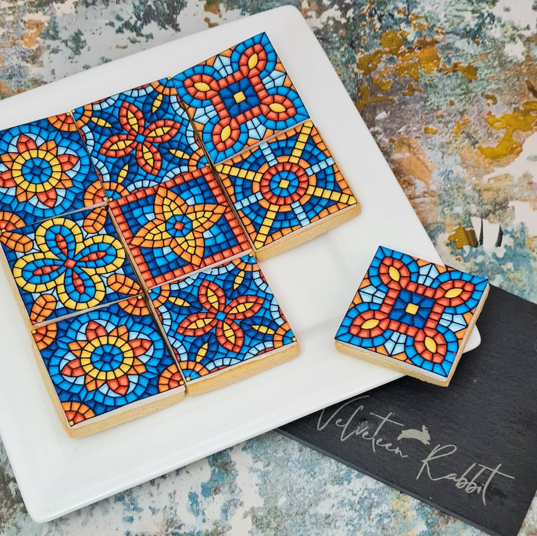 Multicolour Moroccan Tiles Biscuits Gift Set 9 Pieces Cookie - Etsy