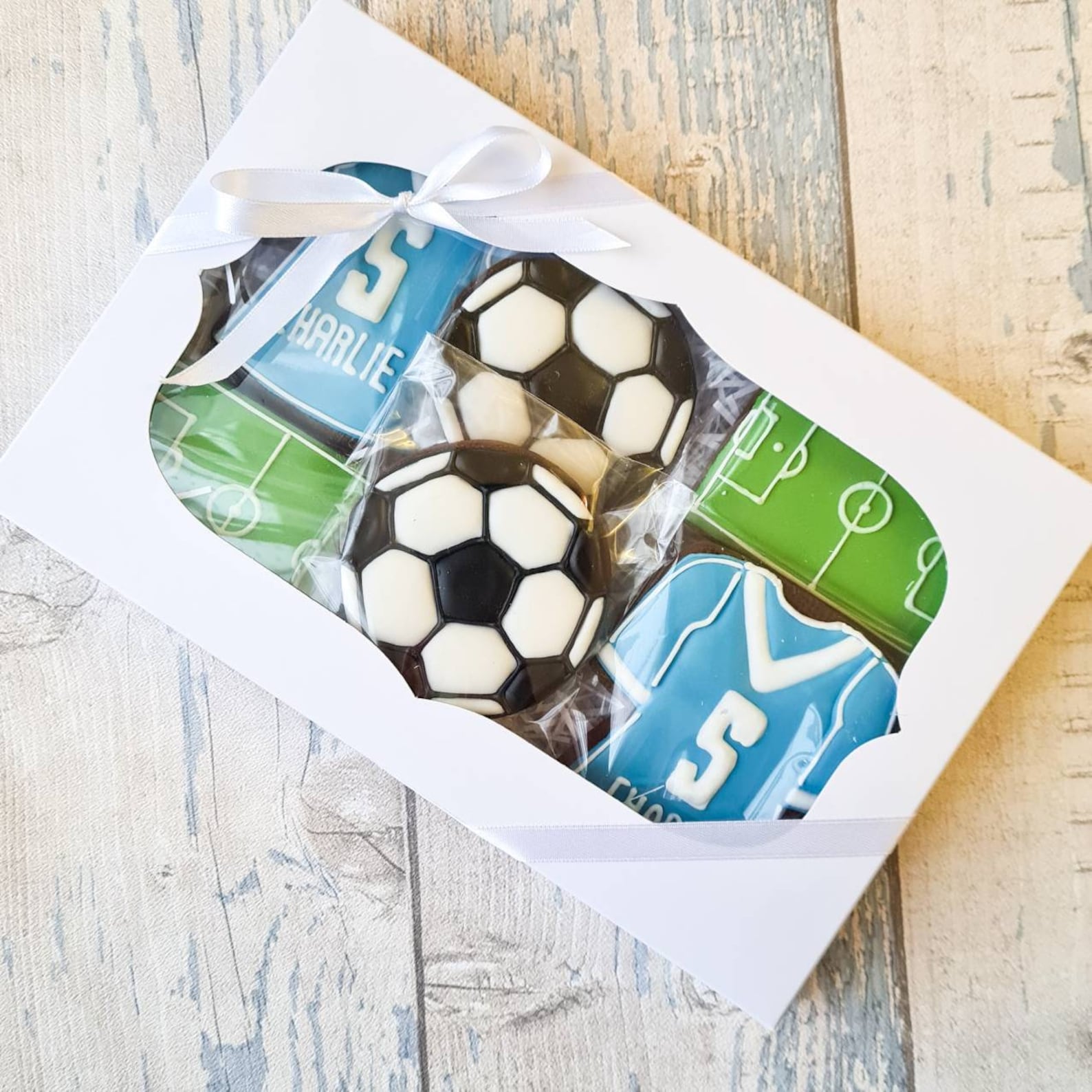 Personalised Football Cookies Gift Box Football Iced - Etsy
