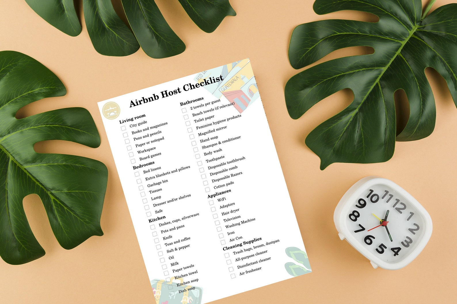 Airbnb Checklist Printable And Editable PDF Host Printable Etsy