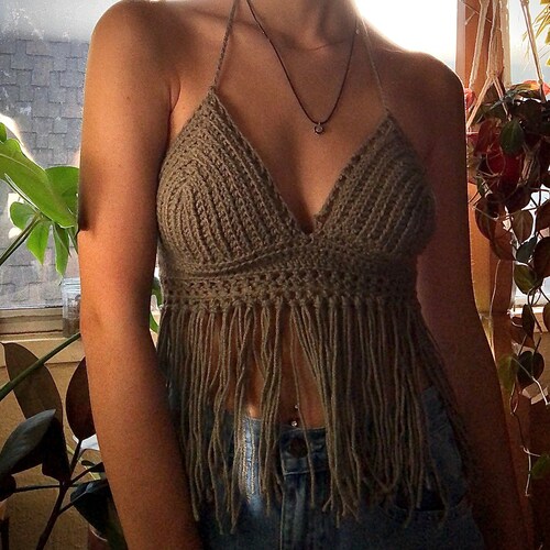 Crochet Crop Top Boho Hippie White Crochet Top Halter Top By Etsy