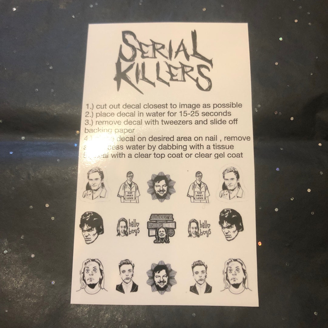 Serial Killer Alternative Horror Waterslide Nail Decal Sticker Pack No ...