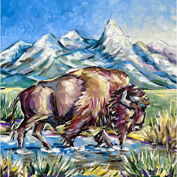 Bison Painting - Etsy