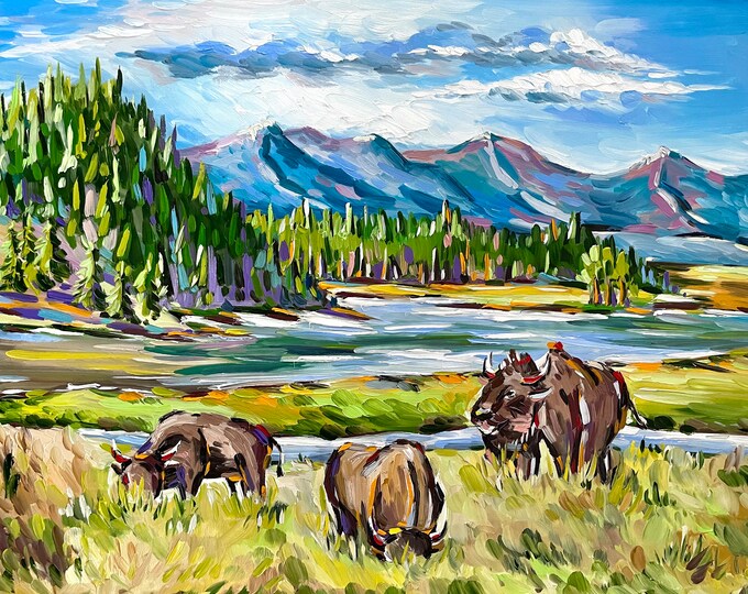 Yellowstone National Park Painting National Park Wall Art - Etsy