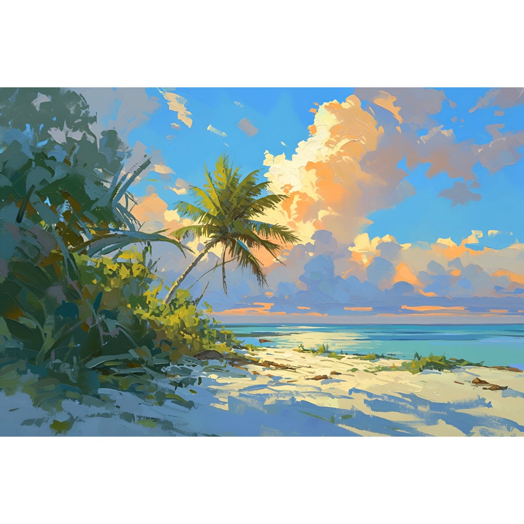 Florida Coastal Wall Art Siesta Key Beach Painting Panoramic Landscape ...