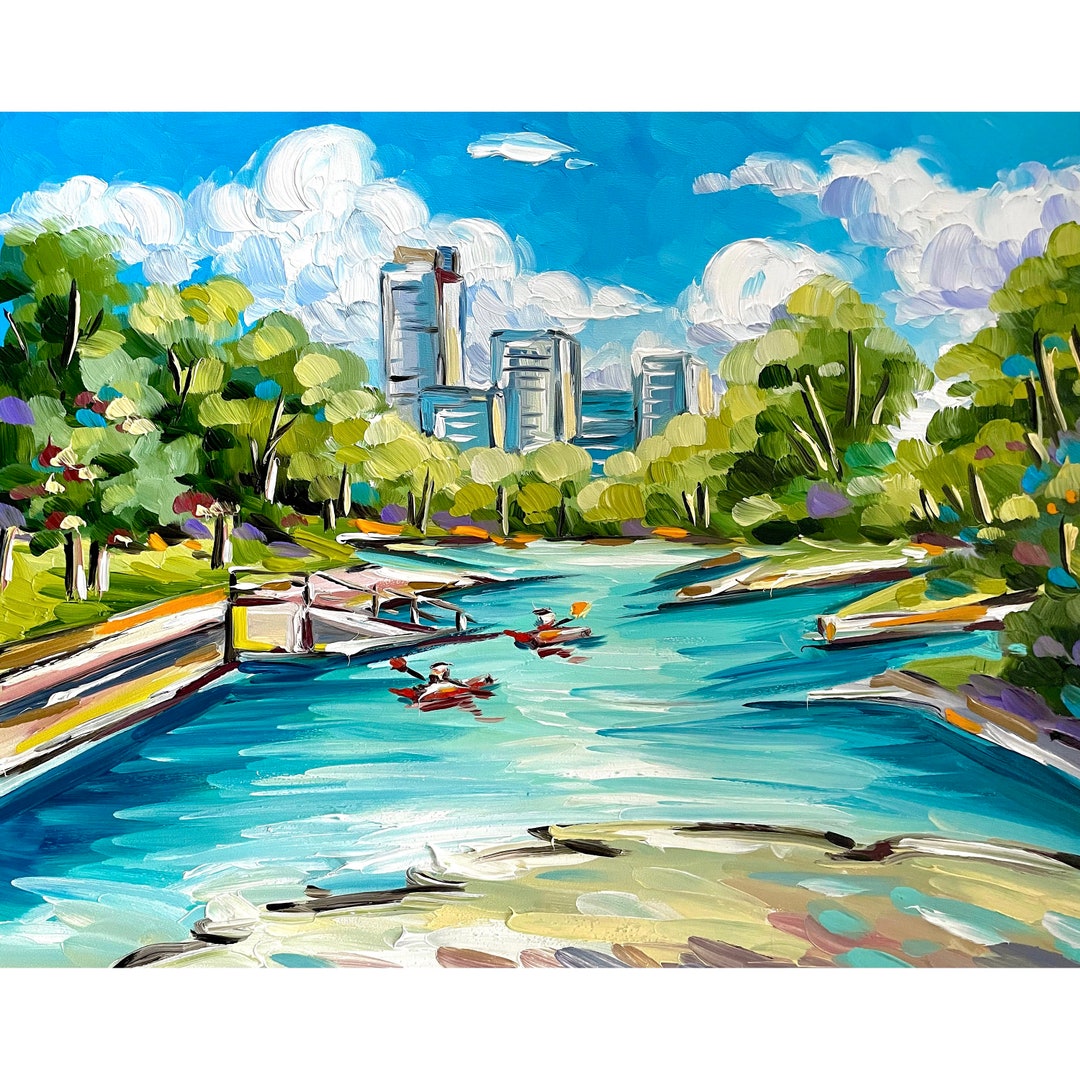 Barton Creek Painting Austin Barton Springs Art Print Texas Travel Wall ...