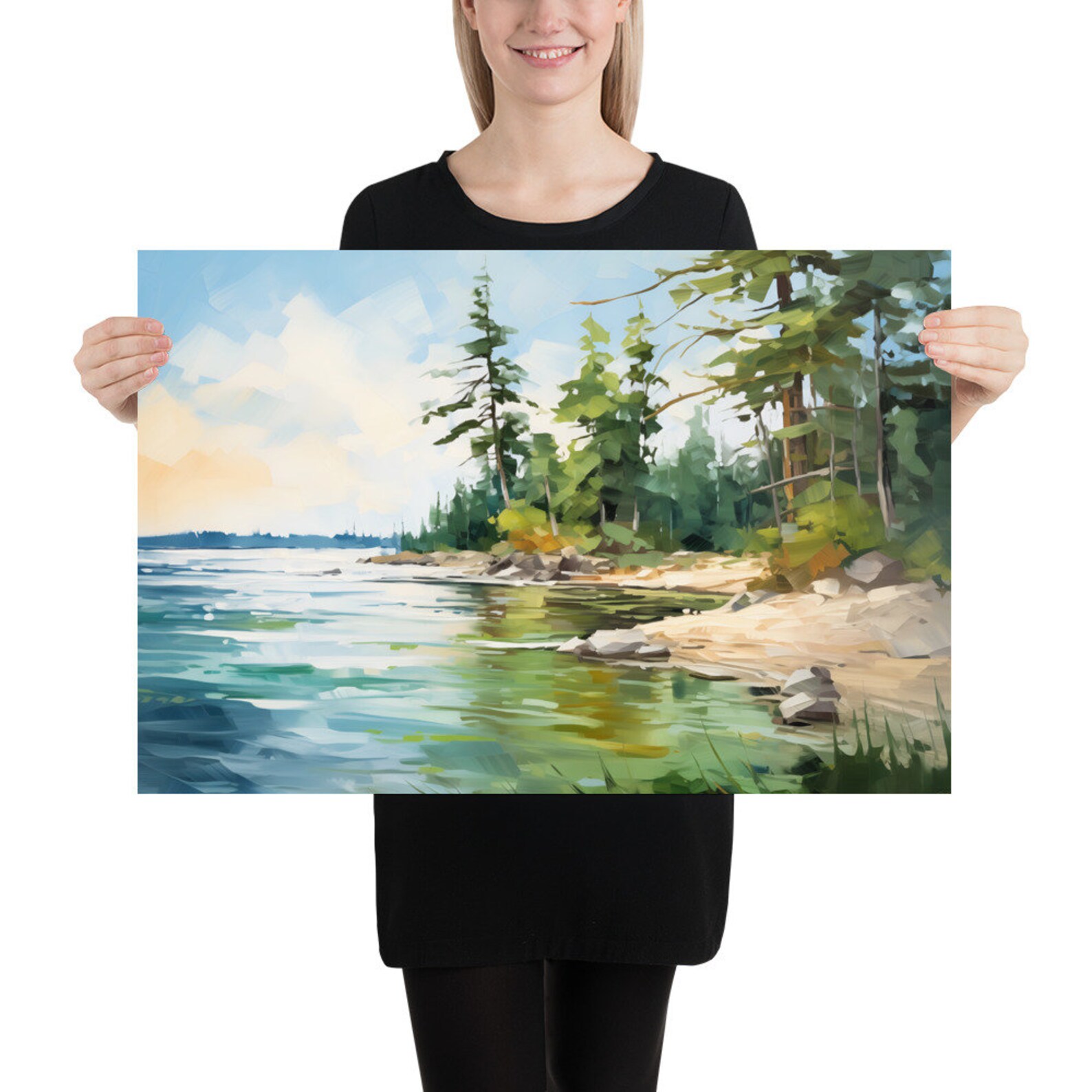 Forest Lake Painting Ohio Art Print Landscape Lake Erie Poster ...