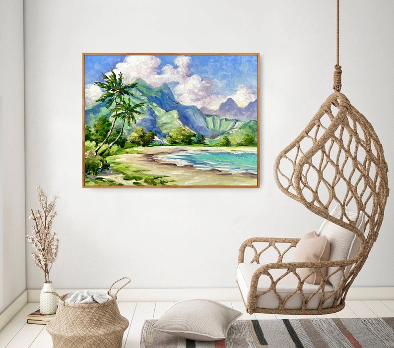 Waikiki Beach Hawaii Painting Hawaiian Landscape Art Print Oahu Beach ...