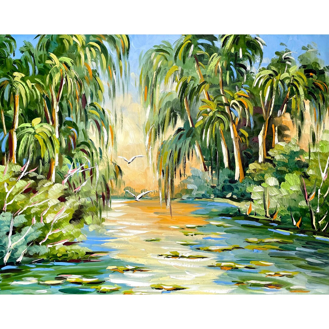 Florida Sunset Tropical Art Print From Oil Painting Landscape Original ...