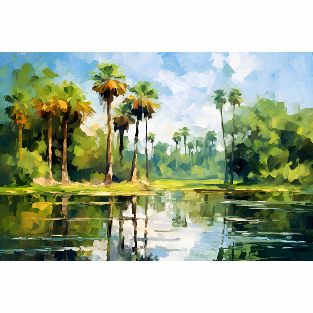 St Johns River Painting Florida Wall Art Horizontal Landscape Painting ...