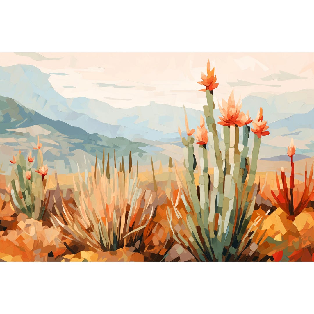 Tonto National Forest Arizona Desert Print - Blooming Cacti Oil ...