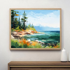 Washington Lake Print From Oil Painting Seattle Forest Lake Artwork ...