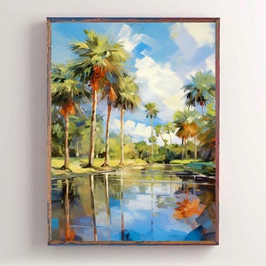 Crystal River Painting Florida Art Print Palm Trees Wall Art Three ...