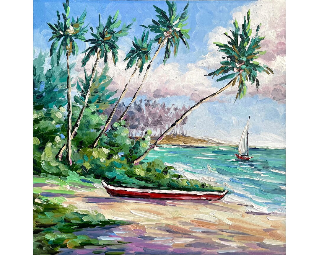Hawaii Beach Print From Oil Painting Original Art Scenery Coastal ...