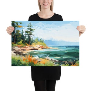 Washington Lake Print From Oil Painting Seattle Forest Lake Artwork ...