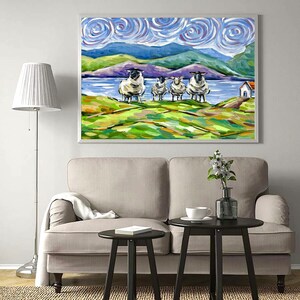 Scottish Sheep Art Landscape Print From Oil Painting Scotland Farmhouse ...