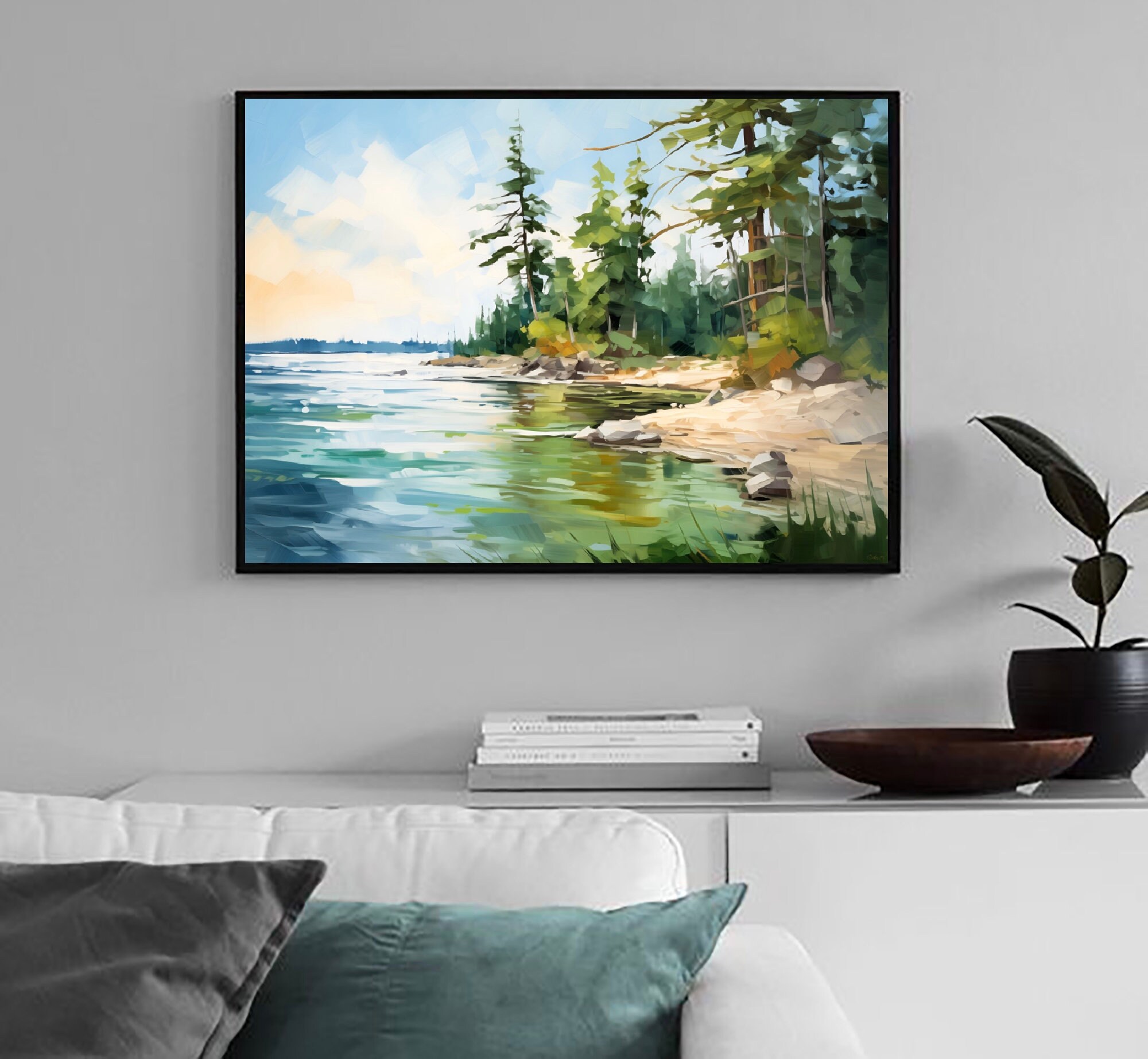 Forest Lake Painting Ohio Art Print Landscape Lake Erie Poster ...