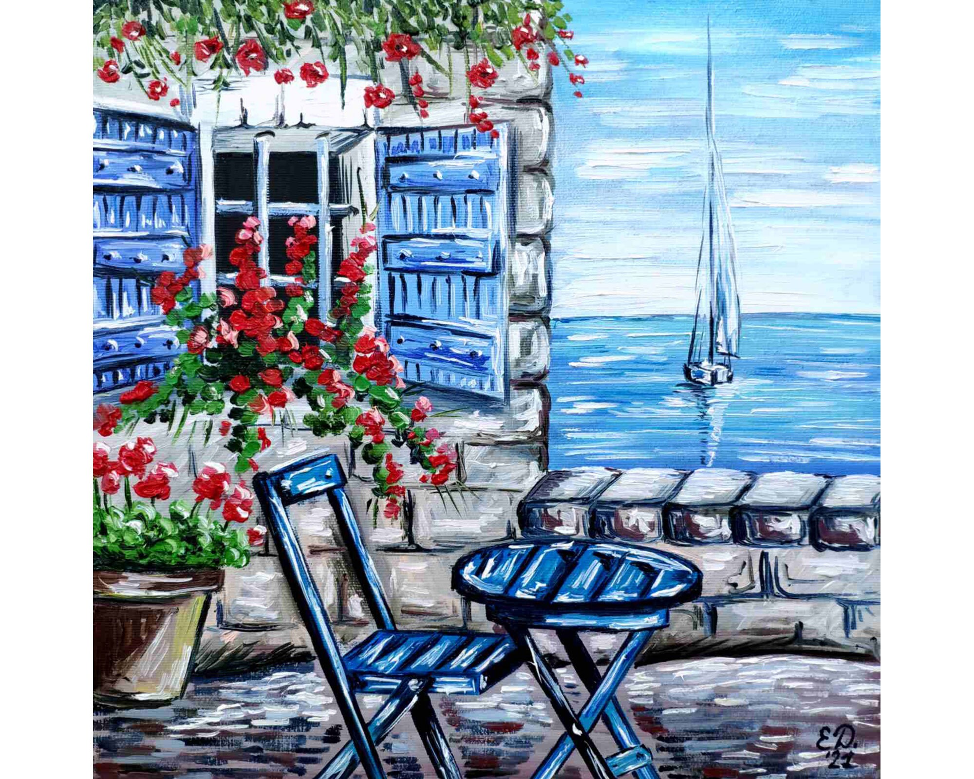 Art & Collectibles Original art Genoa oil painting Italy canvas art ...