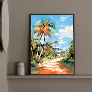 Key West Painting Florida Travel Art Beach Art Print Tropical Landscape ...