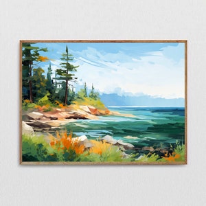Washington Lake Print From Oil Painting Seattle Forest Lake Artwork ...
